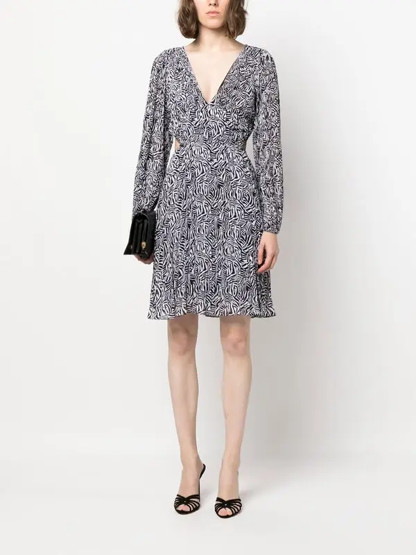 Michael Kors Pleated Zebra-print Mini Dress