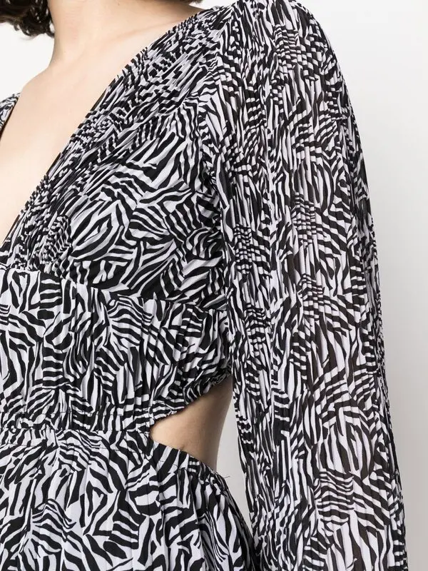 Michael Kors Pleated Zebra-print Mini Dress