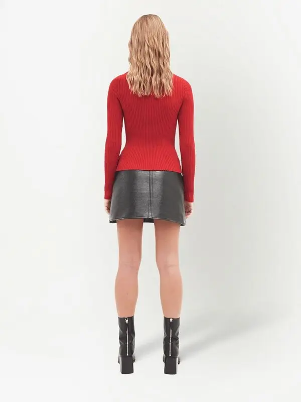 COURREGES Logo-embroidered Ribbed Sweater - Red