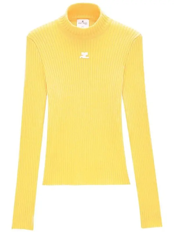 COURREGES Ribbed-knit Top - Yellow