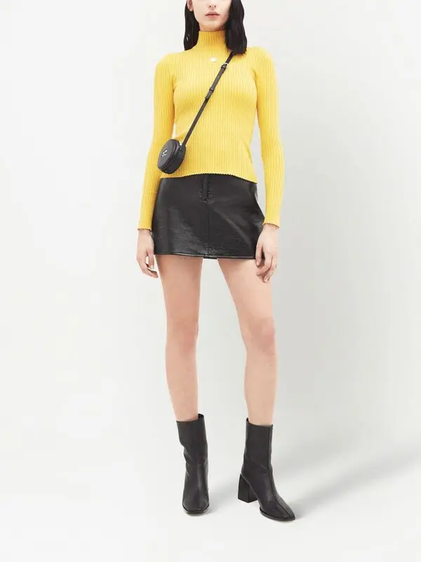 COURREGES Ribbed-knit Top - Yellow