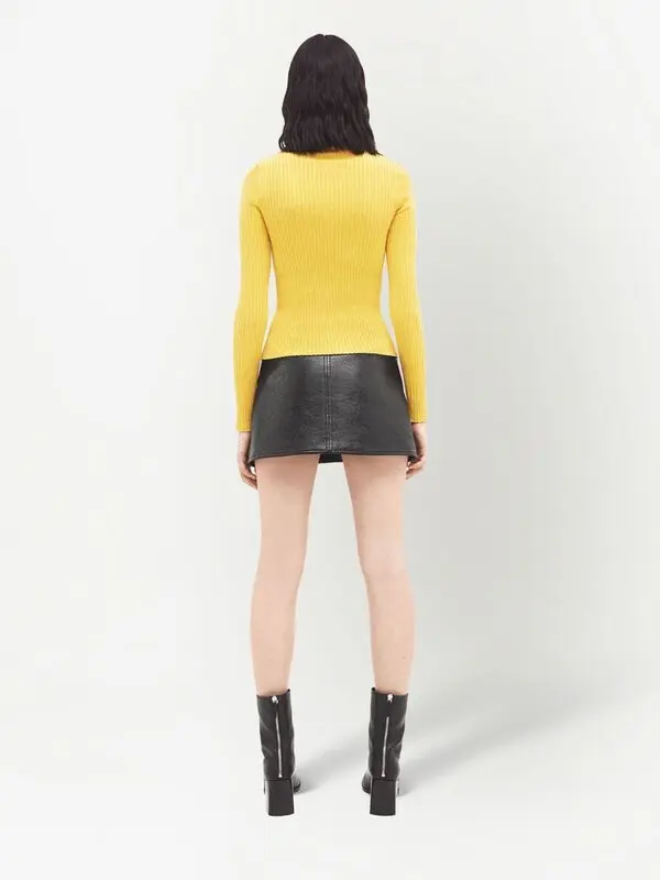 COURREGES Ribbed-knit Top - Yellow