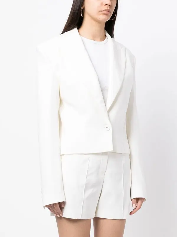 Costarellos Single-breasted Cropped Blazer - White
