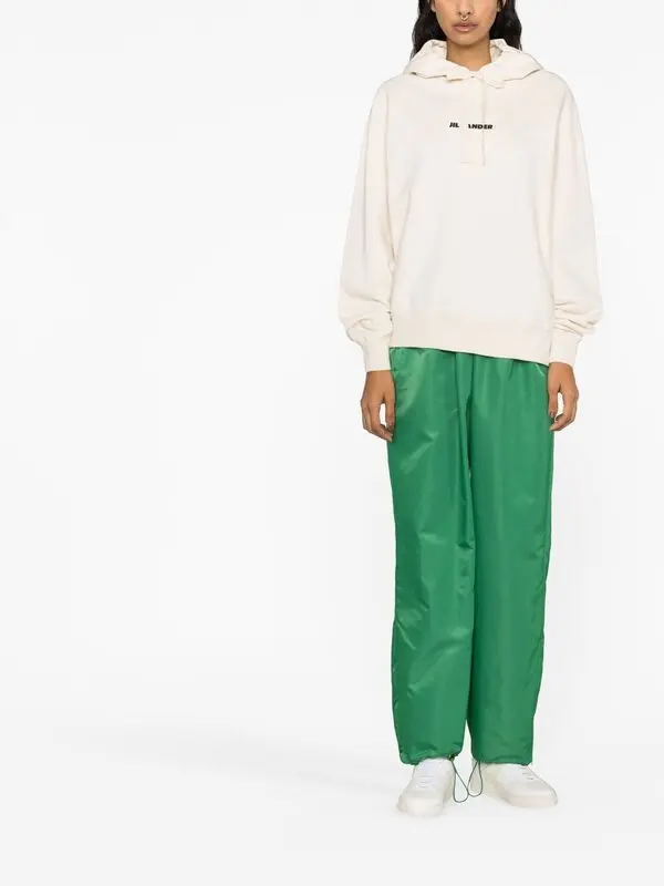 JIL SANDER Logo-print Drawstring Hoodie - Neutrals
