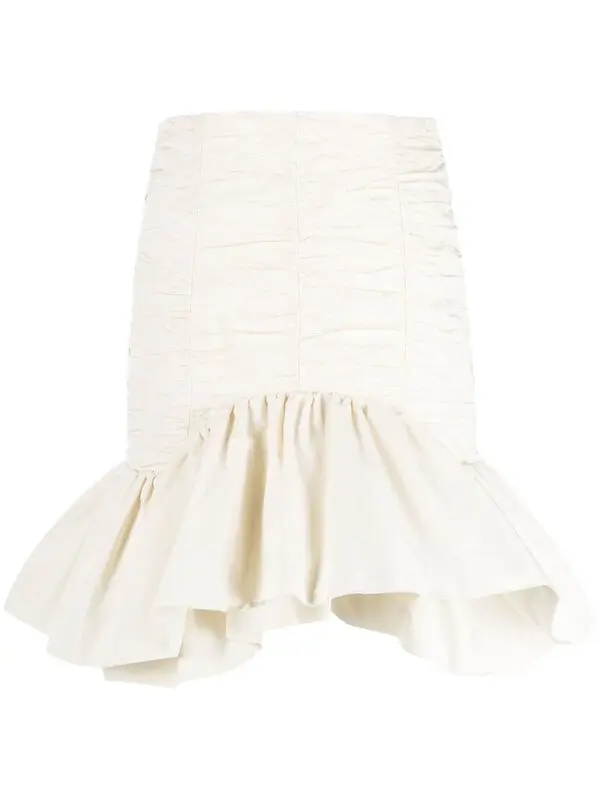 Patou High-waisted Peplum Hem Skirt - Neutrals