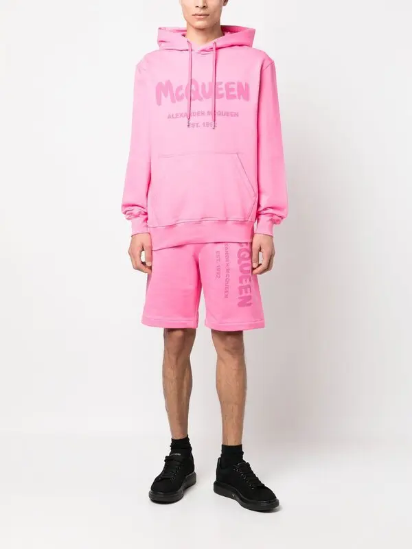 Alexander McQueen Graffiti-print Track Shorts - Pink