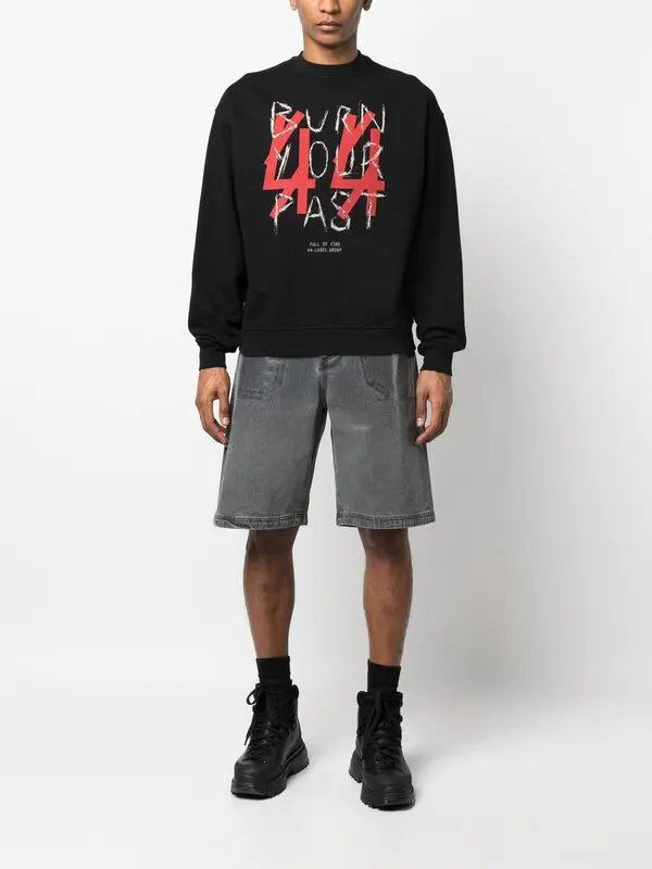 44 LABEL GROUP Metallic-finish Denim Shorts
