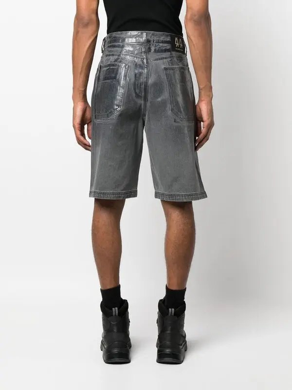 44 LABEL GROUP Metallic-finish Denim Shorts