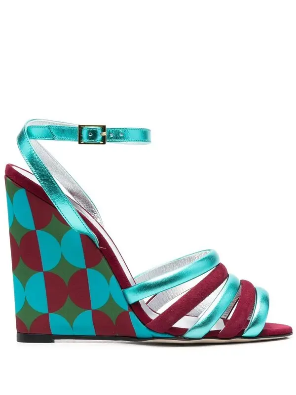 La DoubleJ Tones 135mm Wedge Sandals - Blue
