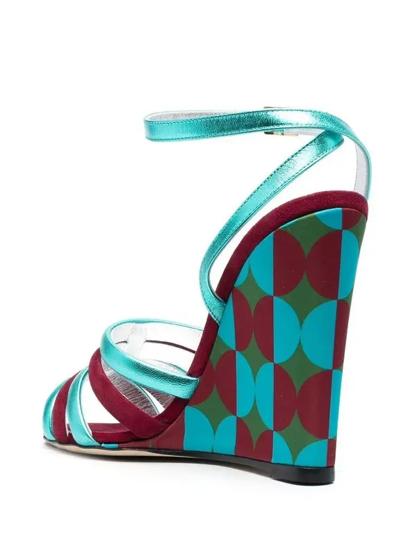 La DoubleJ Tones 135mm Wedge Sandals - Blue
