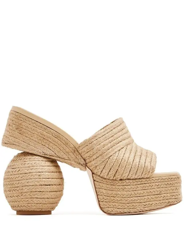 Cult Gaia Sculpted-heel Braided Raffia Espadrilles
