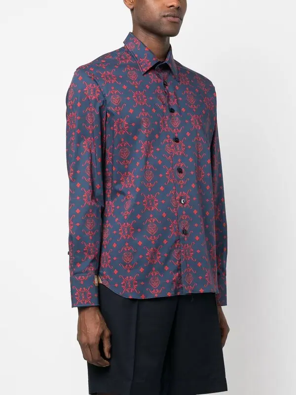 BILLIONAIRE Abstract Pattern Print Cotton Shirt