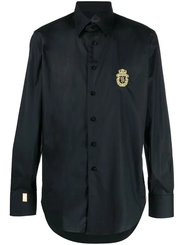 BILLIONAIRE Silver Cut Logo-print Shirt
