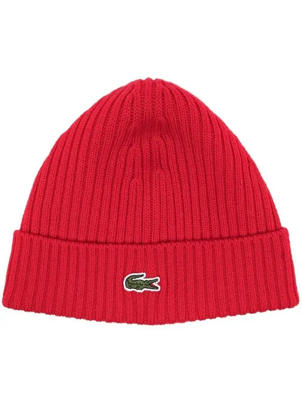 Lacoste Logo-patch Wool Beanie - Red