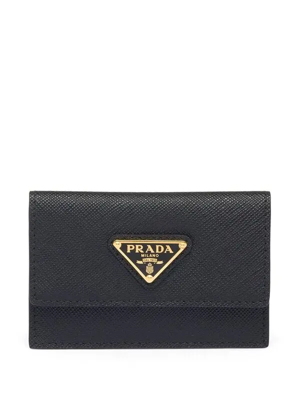 Prada Triangle-plaque Card Holder - Black