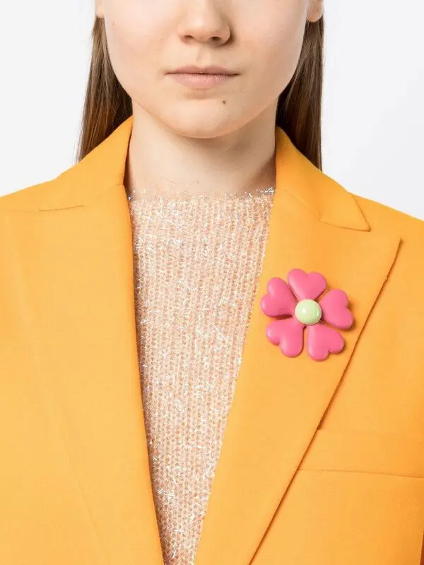 Moschino Leather Flower Brooch