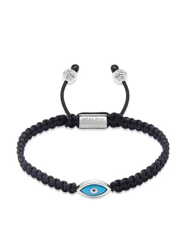 NIALAYA JEWELRY Evil Eye Charm Braided Bracelet - Black