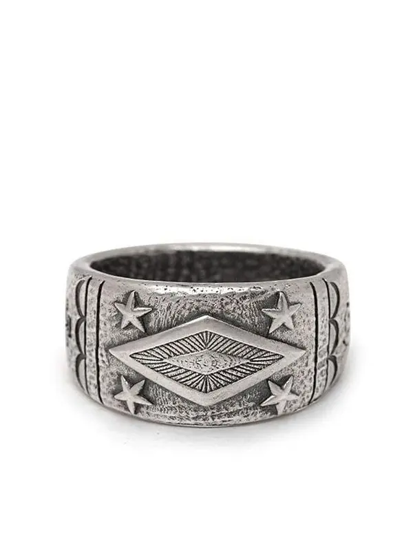 NIALAYA JEWELRY Engraved Vintage-style Ring - Silver