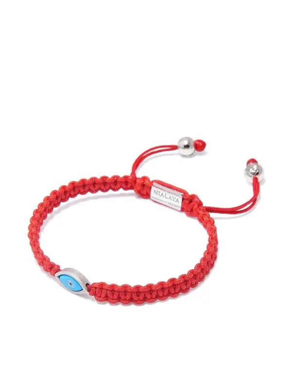 NIALAYA JEWELRY Evil Eye String Bracelet - Red