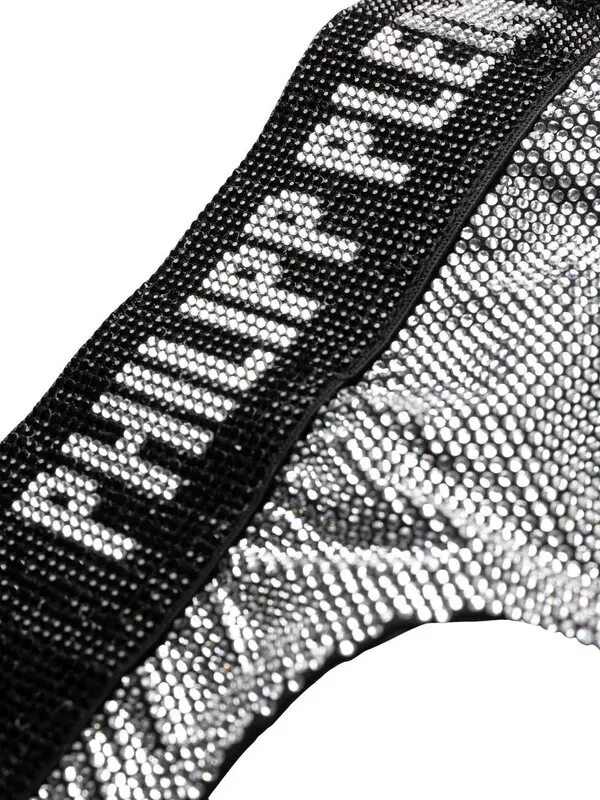 Philipp Plein Metallic Crystal-embellished Thong - Silver