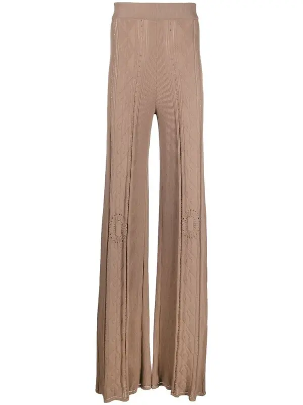 MARINE SERRE Pointelle Knit Flared Trousers