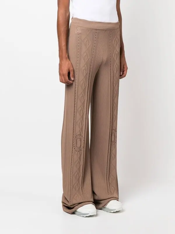 MARINE SERRE Pointelle Knit Flared Trousers