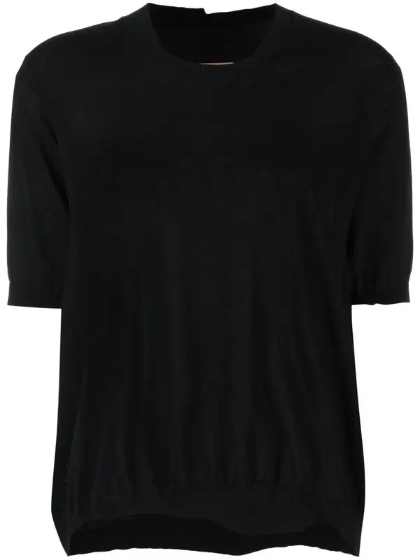 UMA WANG Fine-knit Cotton-blend T-shirt - Black