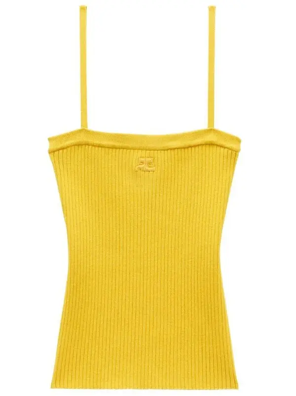 COURREGES Logo Ribbed-knit Top
