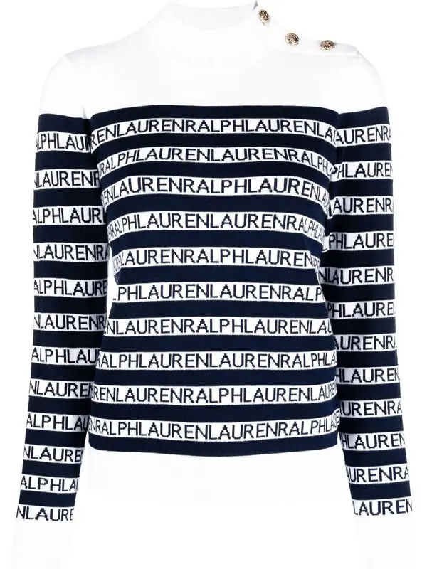 Ralph Lauren Striped Mock-neck Jumper - White