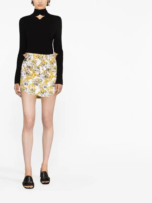 Versace Logo Couture-print Denim Miniskirt
