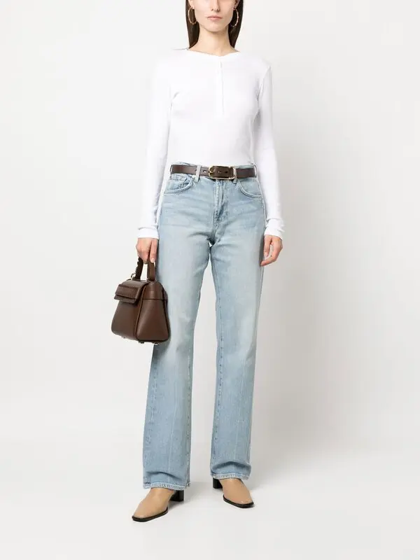 NILI LOTAN Button-front Long-sleeved T-shirt - White