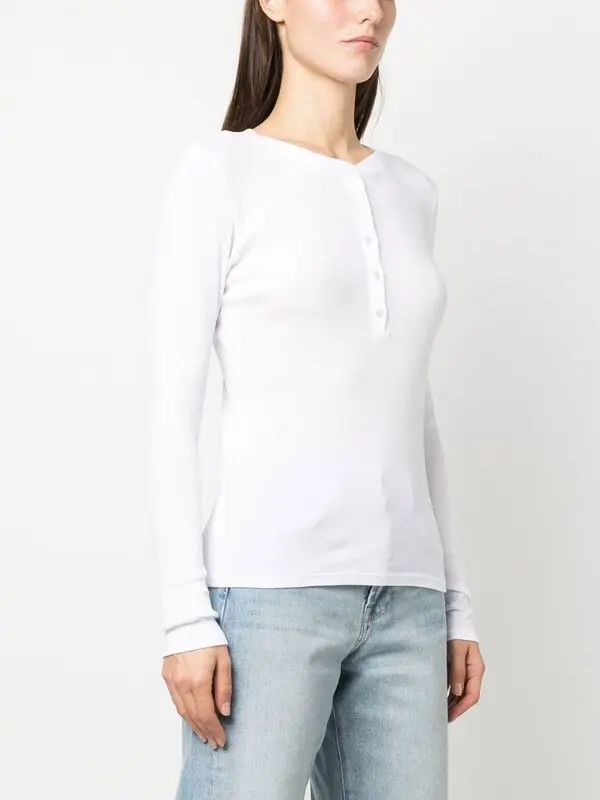 NILI LOTAN Button-front Long-sleeved T-shirt - White