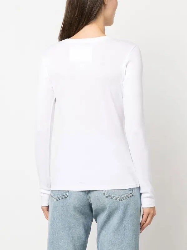 NILI LOTAN Button-front Long-sleeved T-shirt - White
