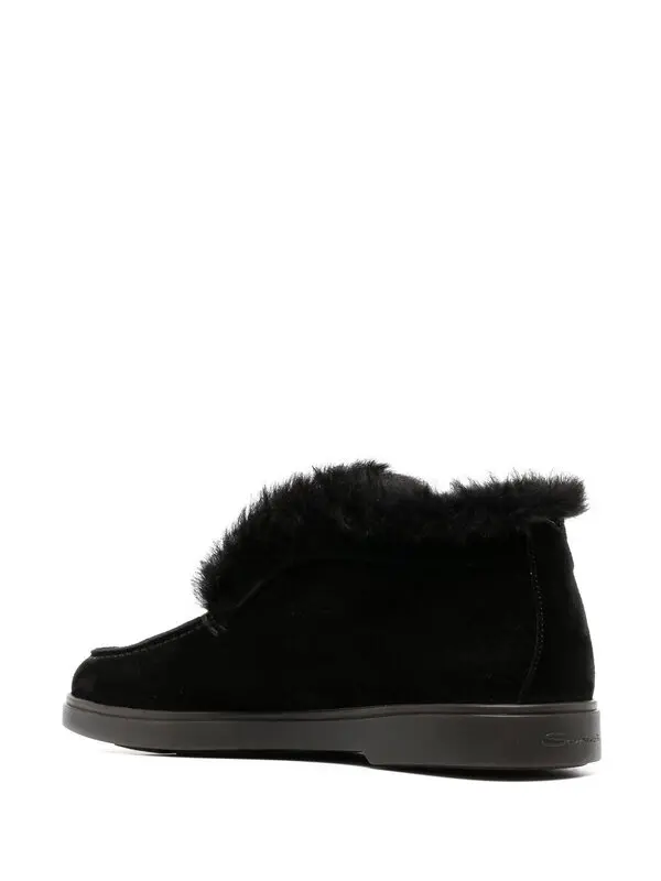 Santoni Slip-on Shearling Loafers - Black