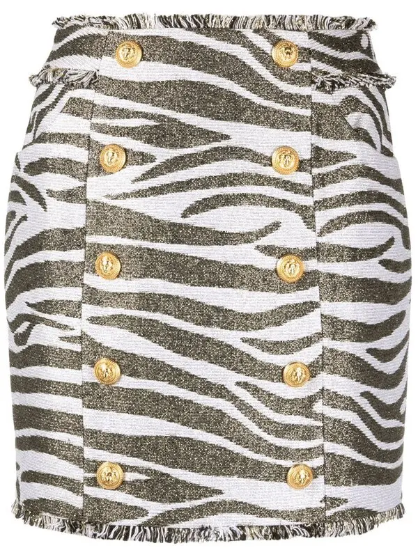 Balmain Zebra Print Miniskirt - White