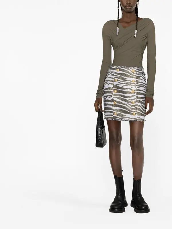 Balmain Zebra Print Miniskirt - White