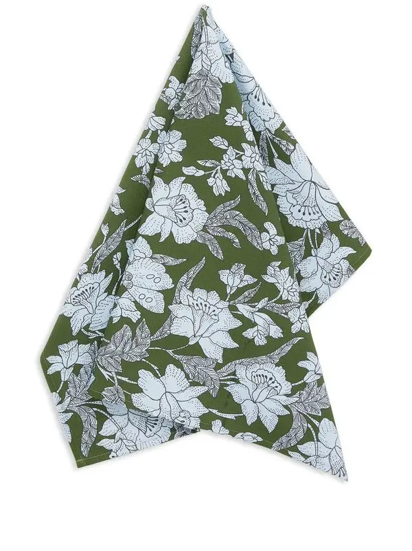 La DoubleJ Lilium-print Cotton Tea Towel - Green