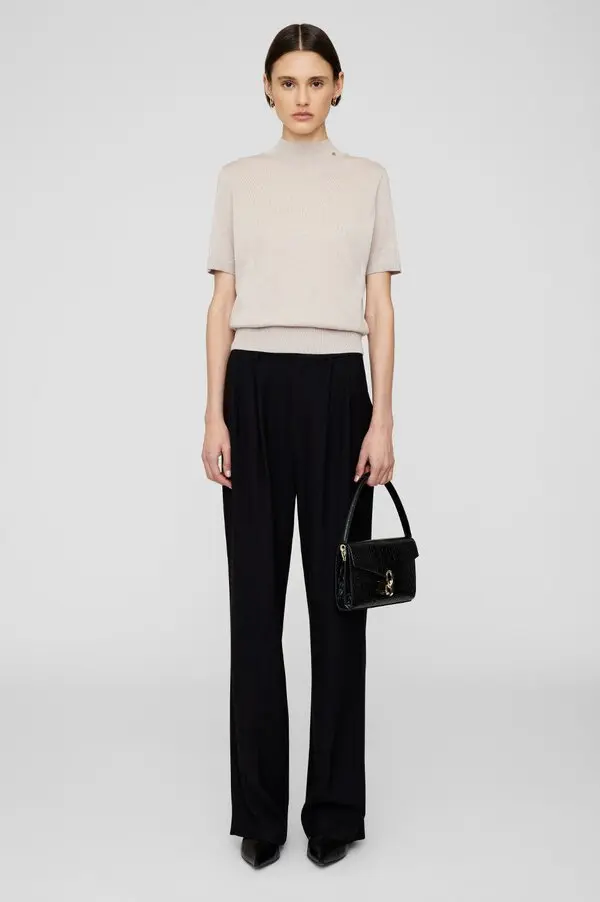ANINE BING Monique Sweater Wool-cashmere Blend Mock Neck Top