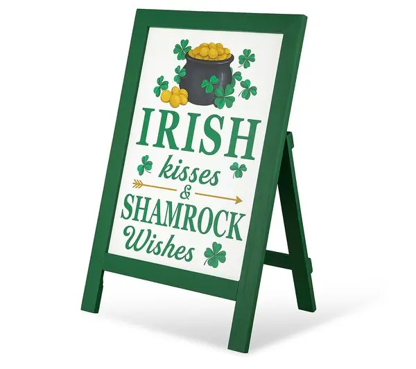 GLITZHOME 24' St Patricks Irish Hanging Or Stan Ing Porch Sign - One-color