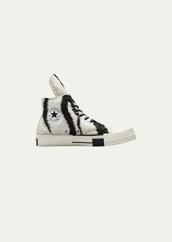 Rick Owens X Converse Turbodrk Zebra-Print High Top Sneakers In