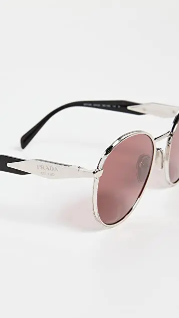 Prada 56zs Round Sunglasses - Silver/Dark Violet | Editorialist display picture 1