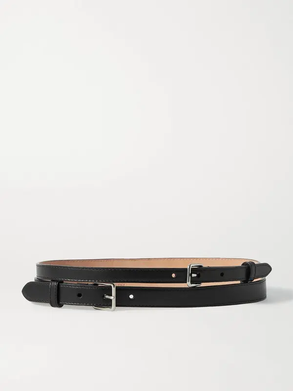 Alexander McQueen Double-strap Leather Waist Belt - Black