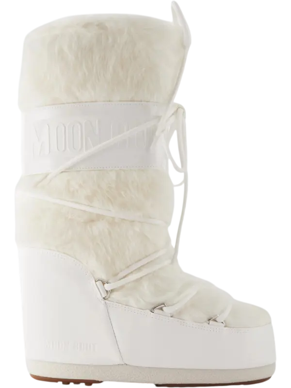 Moon Boot Icon Faux Fur And Faux Leather Snow Boots - White