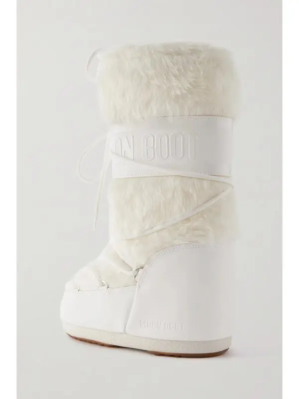 Moon Boot Icon Faux Fur And Faux Leather Snow Boots - White