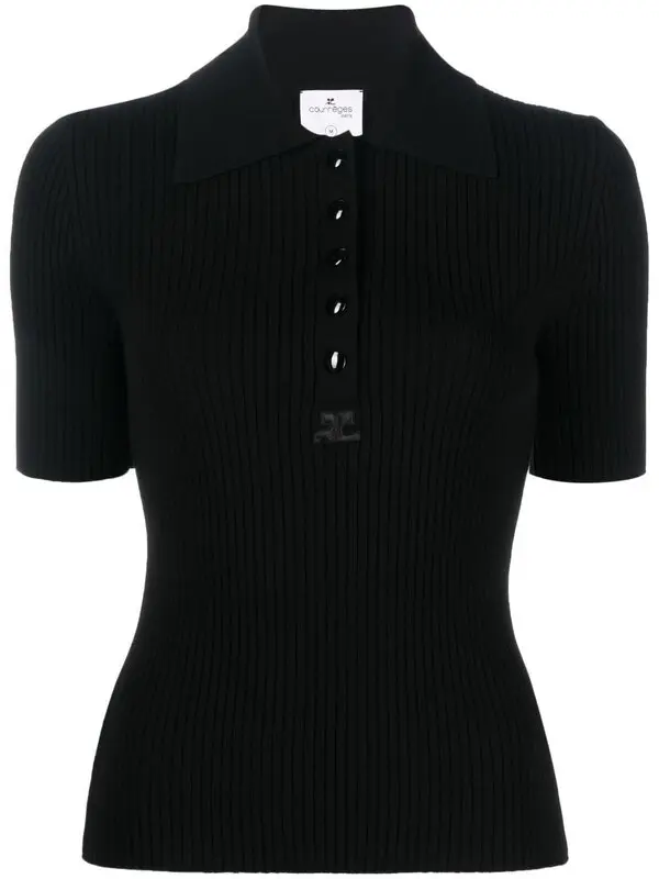 COURREGES Button-front Short-sleeved Polo Shirt