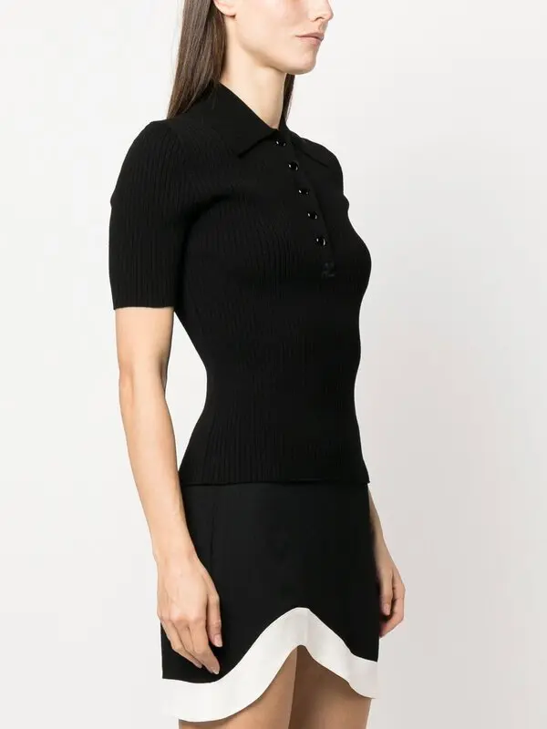 COURREGES Button-front Short-sleeved Polo Shirt