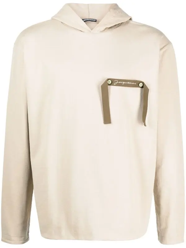 Jacquemus Le Sweatshirt Desenho Logo-ribbon Cotton Hoodie - Neutrals