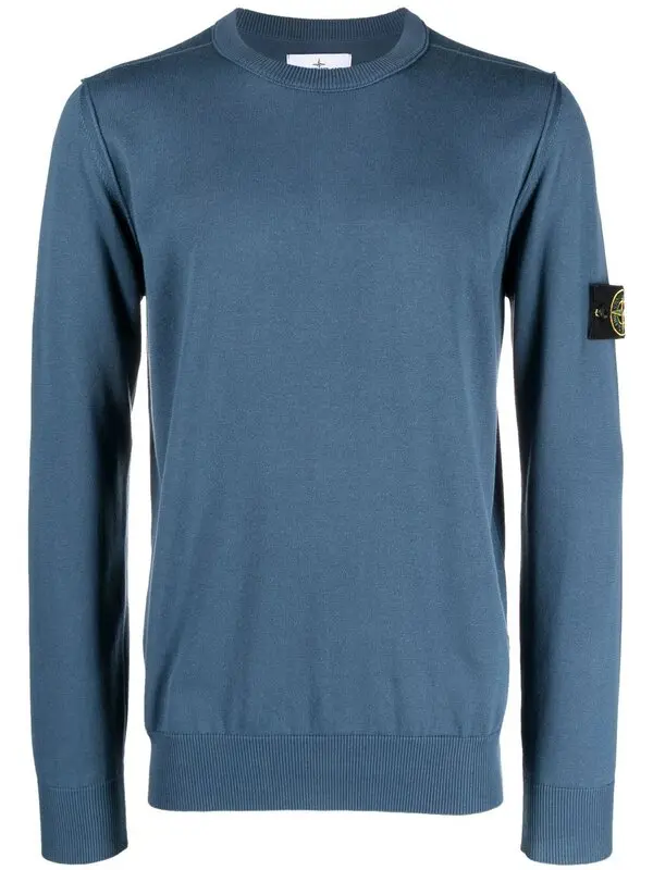 Stone Island Logo-patch Crew Neck Sweatshirt - Blue