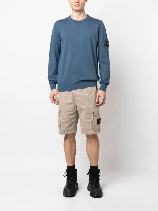 Stone Island Logo-patch Crew Neck Sweatshirt - Blue