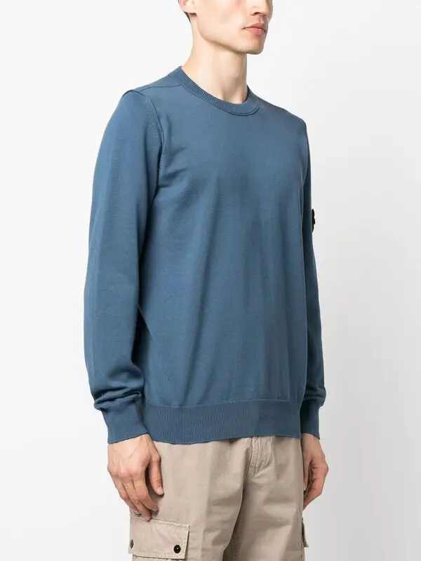 Stone Island Logo-patch Crew Neck Sweatshirt - Blue
